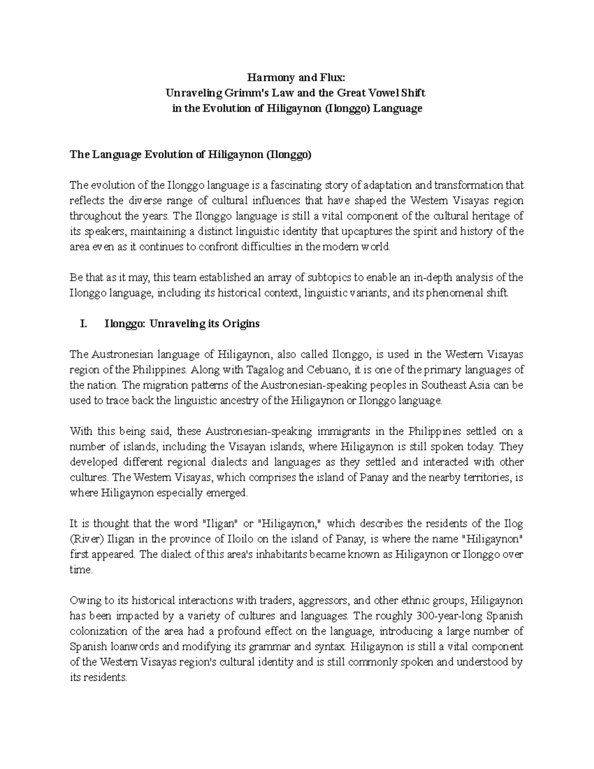 Discourse Analysis - Ilonggo Language - Harmony and Flux: Unraveling ...