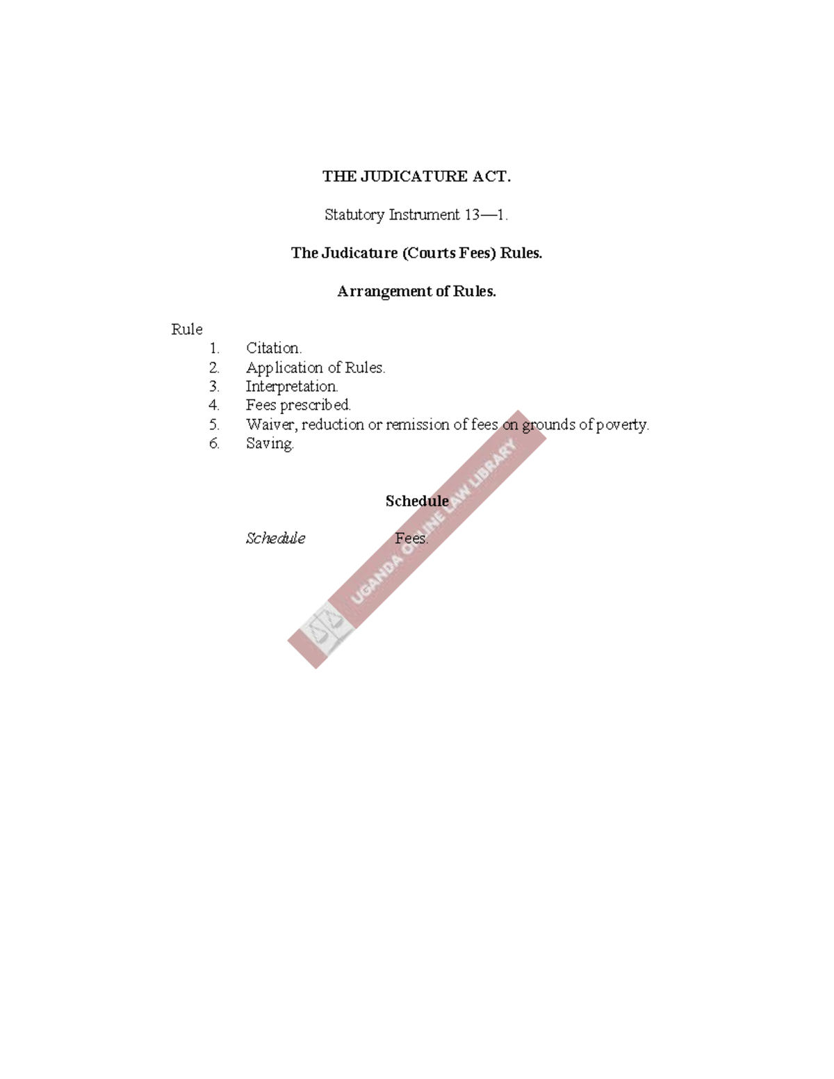 SI 13 1 - THE JUDICATURE ACT. Statutory Instrument 13ó1. The Judicature ...