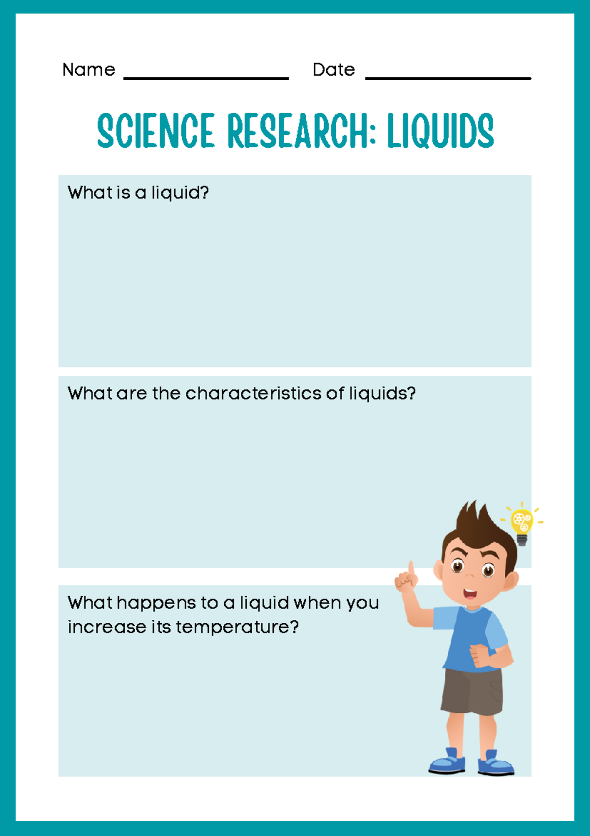 Science Research Project for Kids - Chemistry Graphic Organizers ...