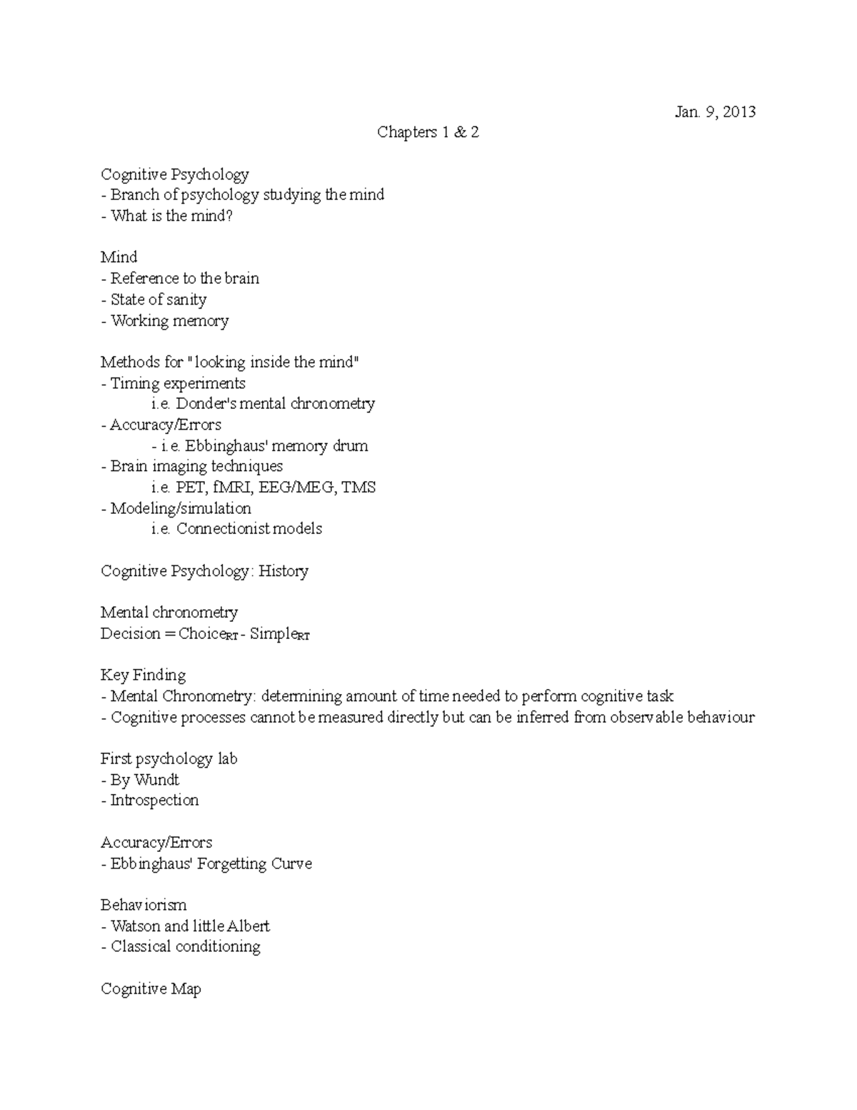 Lecture Notes, Lectures 1-8, 10-11 - Jan. 9, 2013 Chapters 1 & 2 ...