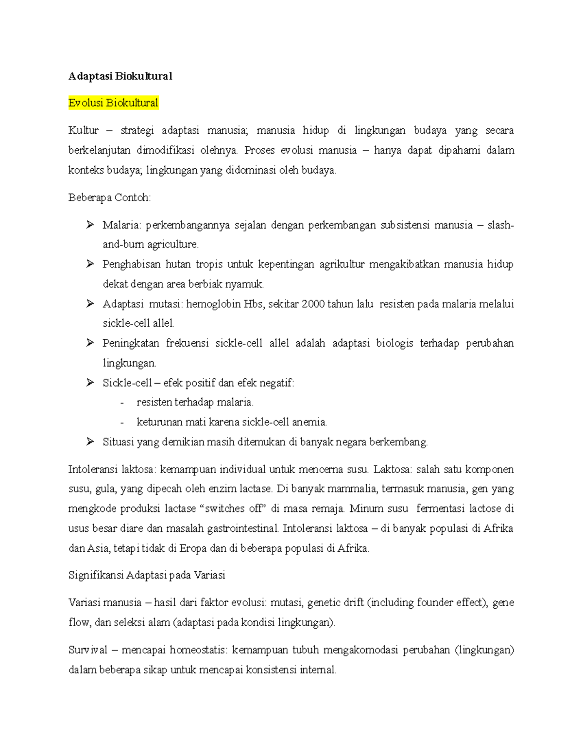 Adaptasi Biokultural - Adaptasi Biokultural Evolusi Biokultural Kultur ...
