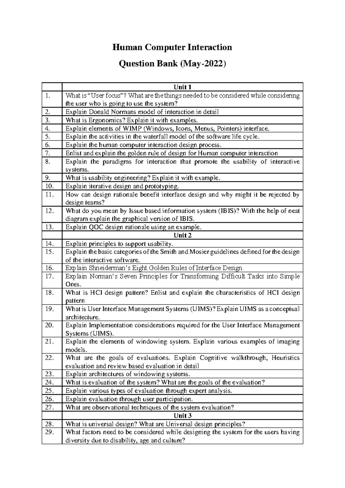 HCI QB - Human Computer Interaction Question Bank (May- 2022 ) Unit 1 What is “User focus”? What ...