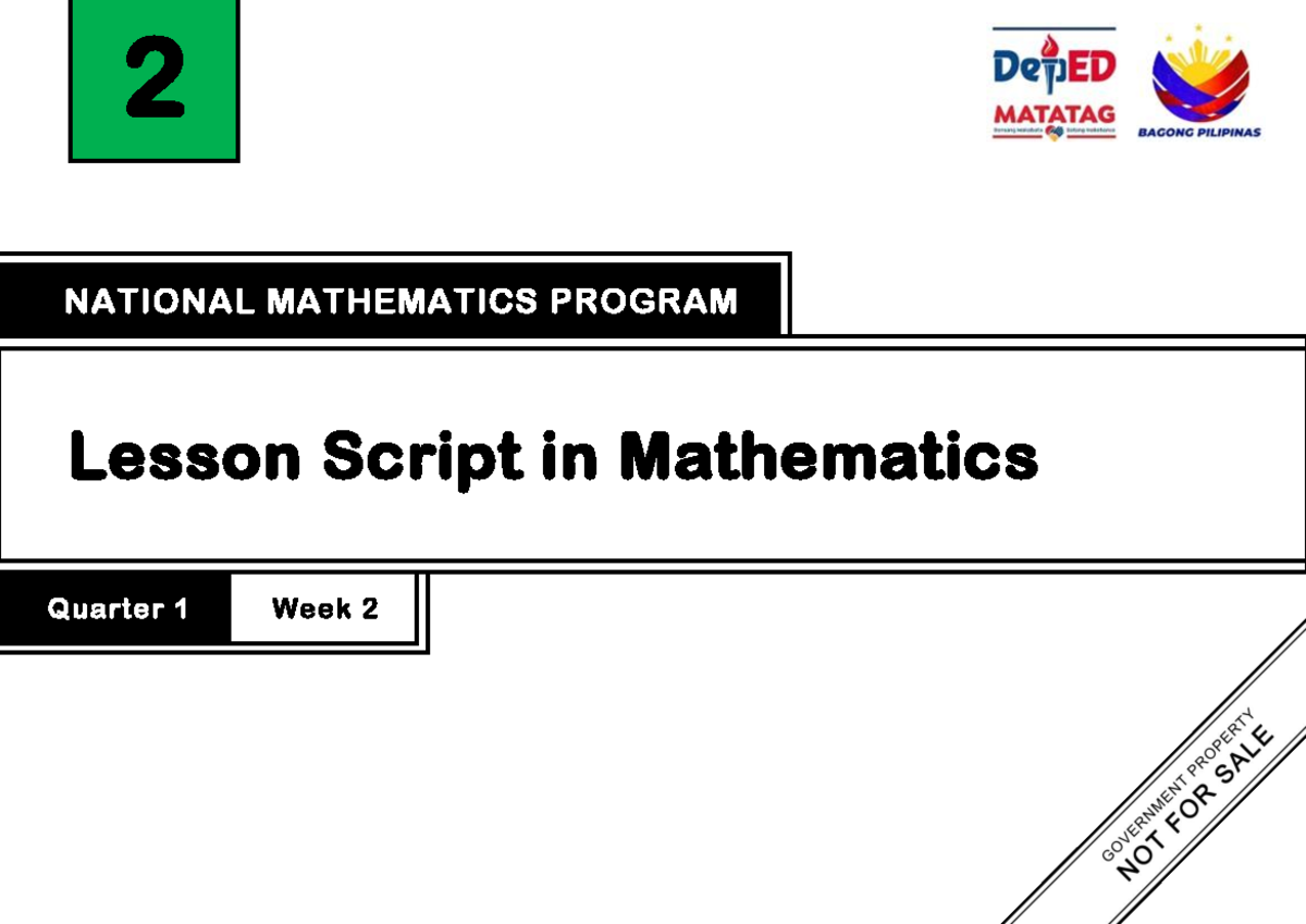 CO-2024-LS-Grade 2-NMP Q1 Week2 Day3 - 2 Quarter 1 Week 2 NATIONAL MATHEMATICS PROGRAM Lesson ...
