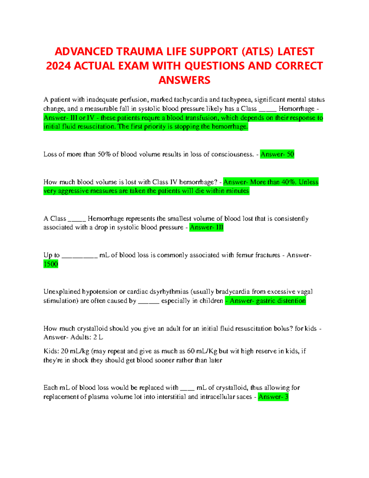 Advanced Trauma LIFE Support - ADVANCED TRAUMA LIFE SUPPORT (ATLS ...