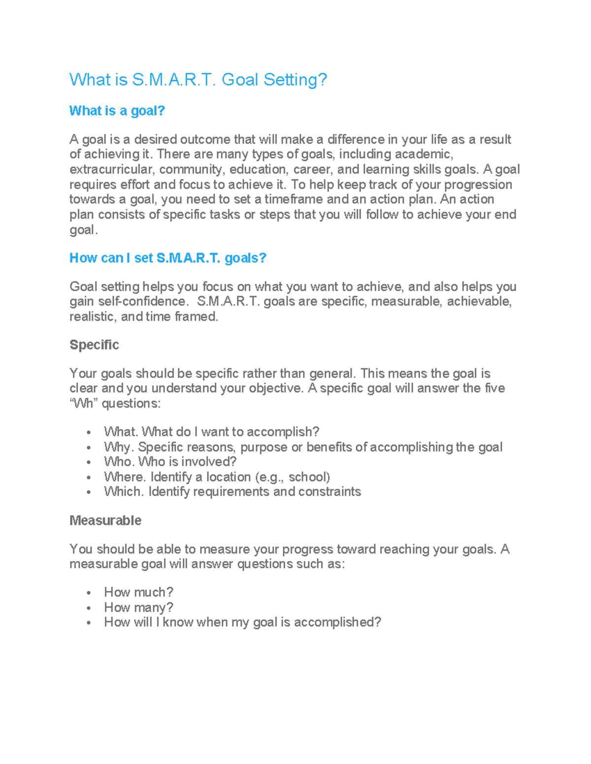 S.M.A.R.T. Goal Setting - What is S.M.A.R. Goal Setting? What is a goal ...