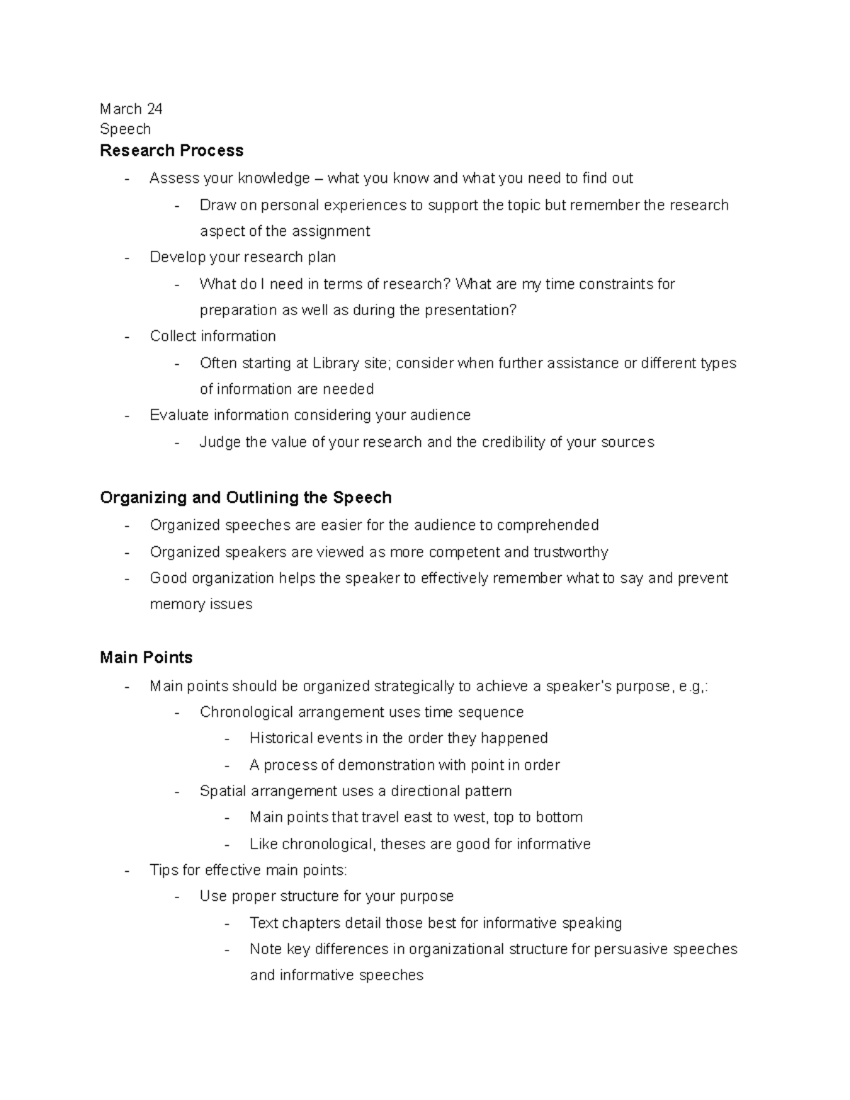 Intro to Human Communication Studies HCS 100 - March 24 Speech Research ...