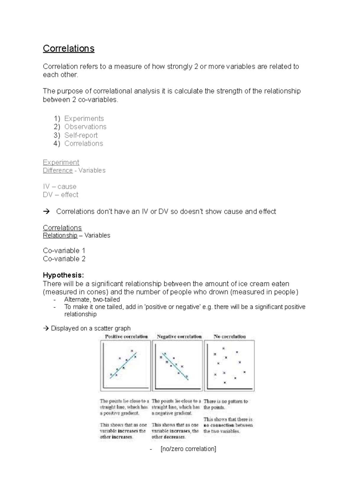 Correlations - Psychology A level Comp 1 - Correlations Correlation ...