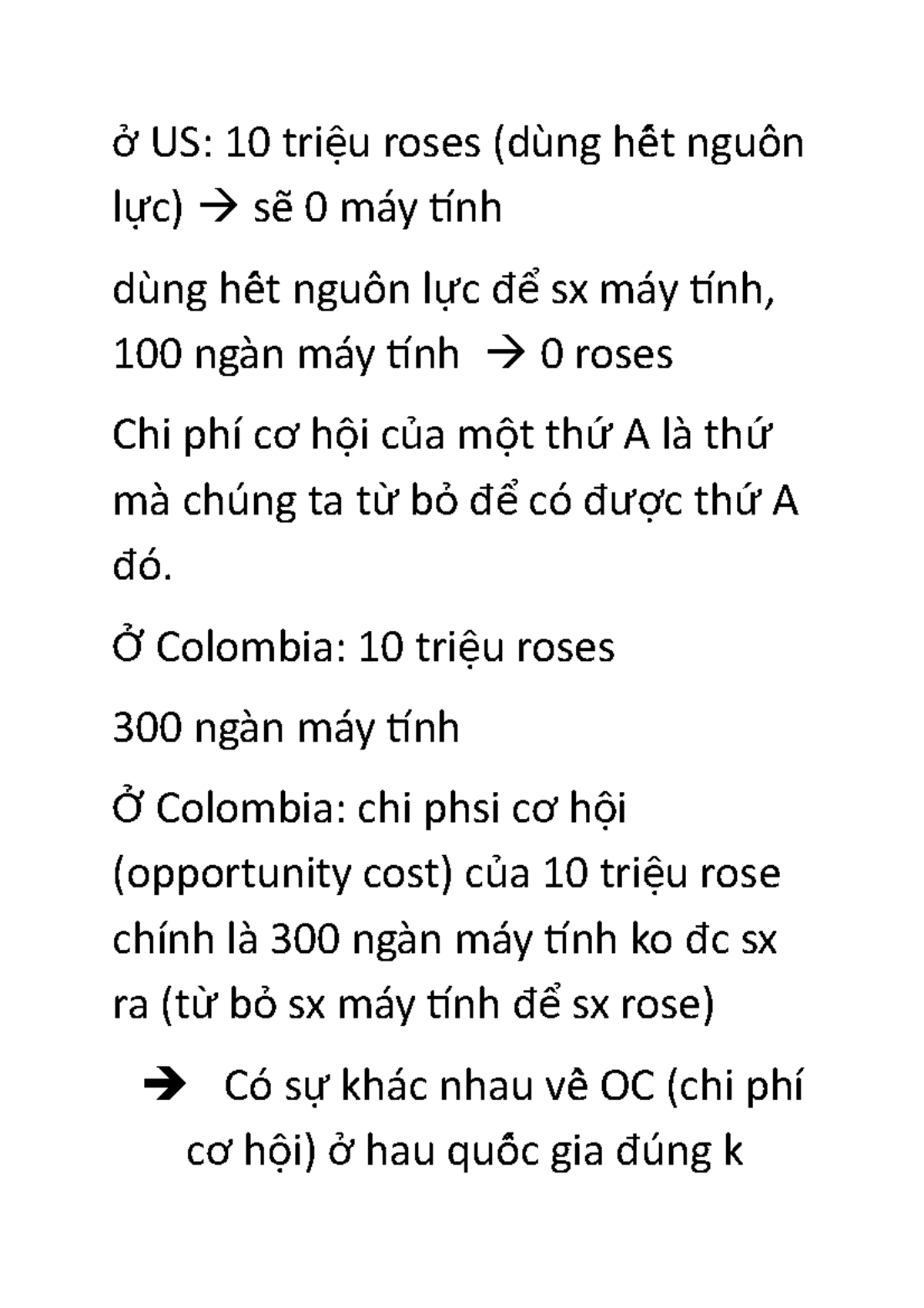 ECO201 Chapter 3 SP22 - hihihi - ở US: 10 tri u roses (dùng hếết ...