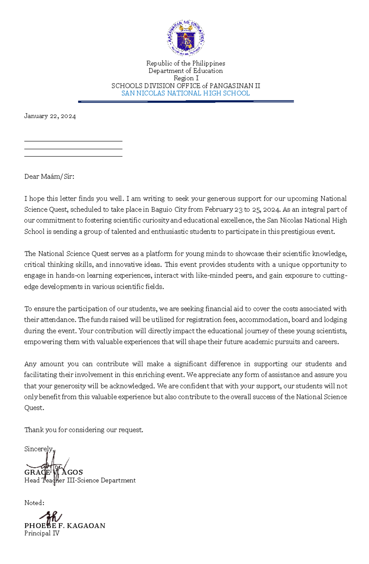 Solicitation NSQ - Document - Republic of the Philippines Department of ...