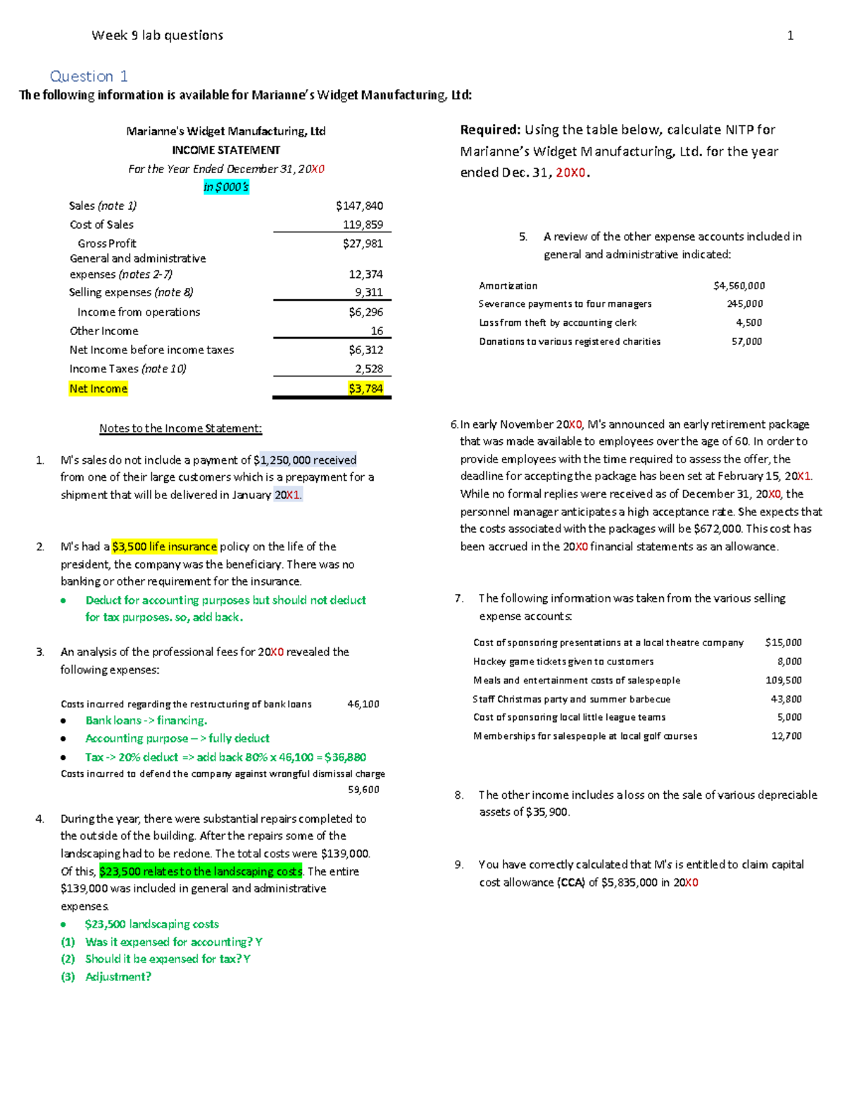 3410 Week 9 Lab Questions - Week 9 lab questions 1 Question 1 The following information is ...