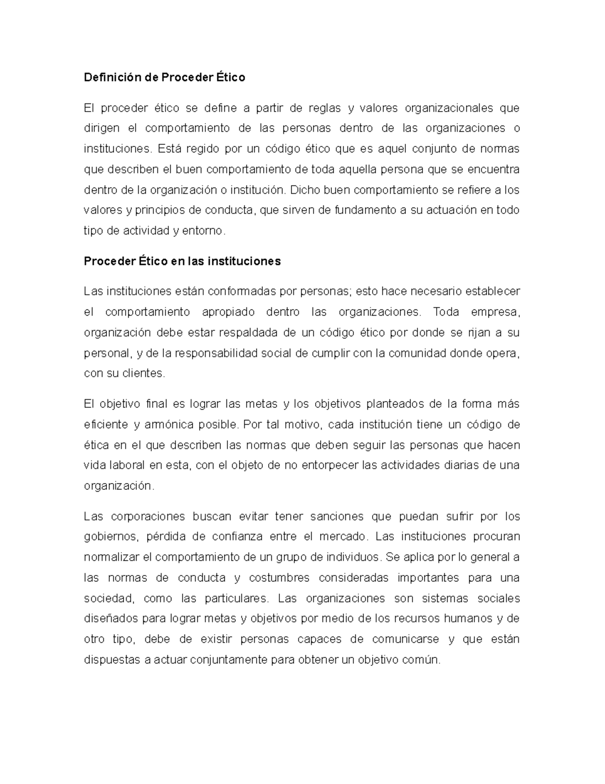 Definición de Proceder Ético - Definición de Proceder Ético El proceder ...