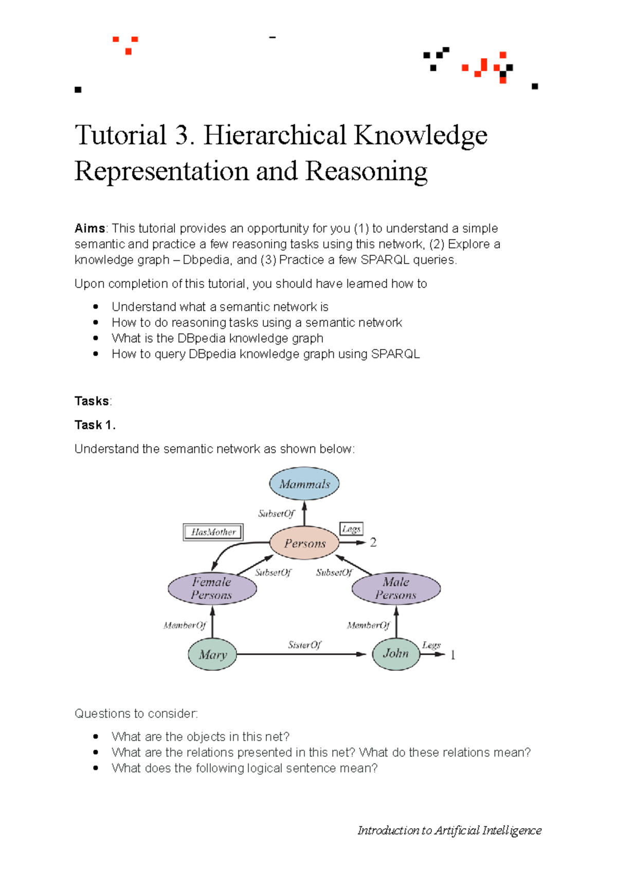 Tutorial 3 Specification-2023 - Tutorial 3. Hierarchical Knowledge Representation and Reasoning ...