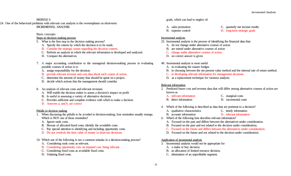 PDF Relevant Costing by A - MODULE 6 One of the behavioral problems ...