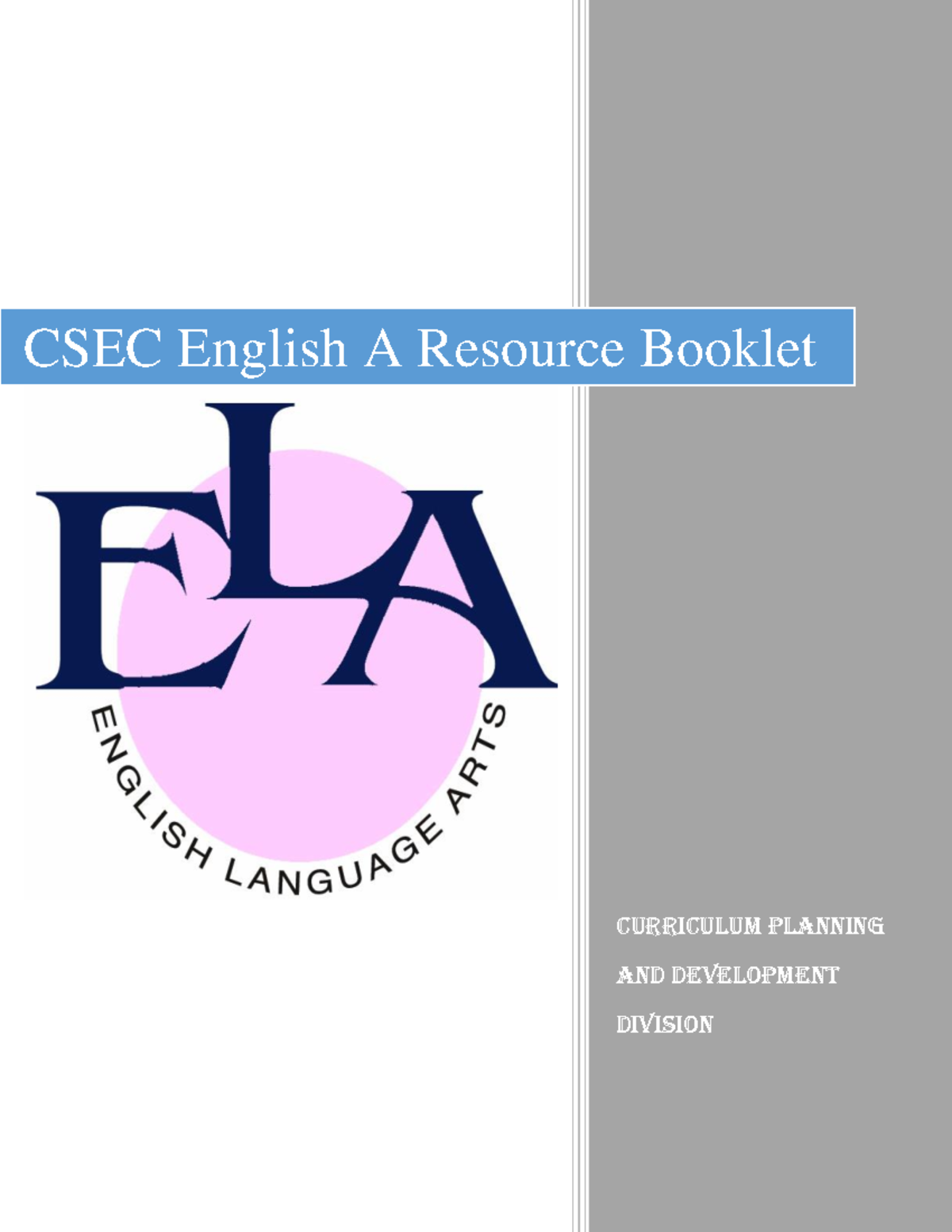 CSEC English A 2016 Student's Resource Booklet - CURRICULUM PLANNING ...