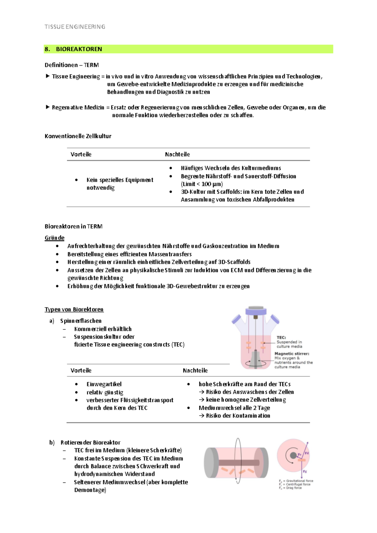 Tissue Engineering Zusammenfassung 8 - 9 - Warning: TT: undefined function: 32 Warning: TT ...