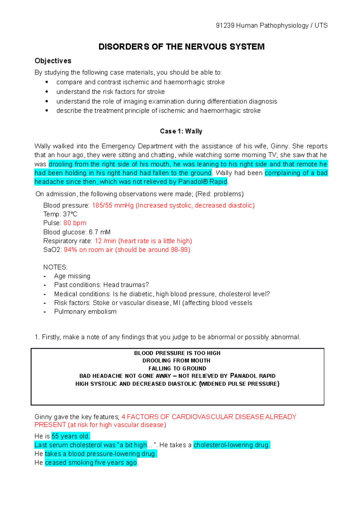 Week 3 - Nervous System - DISORDERS OF THE NERVOUS SYSTEM Objectives By ...