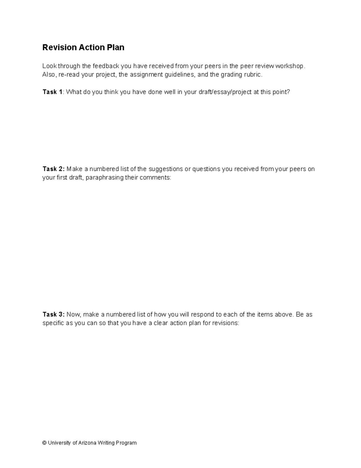 5 Revision Action Plan - Peer Review Activity - Revision Action Plan ...