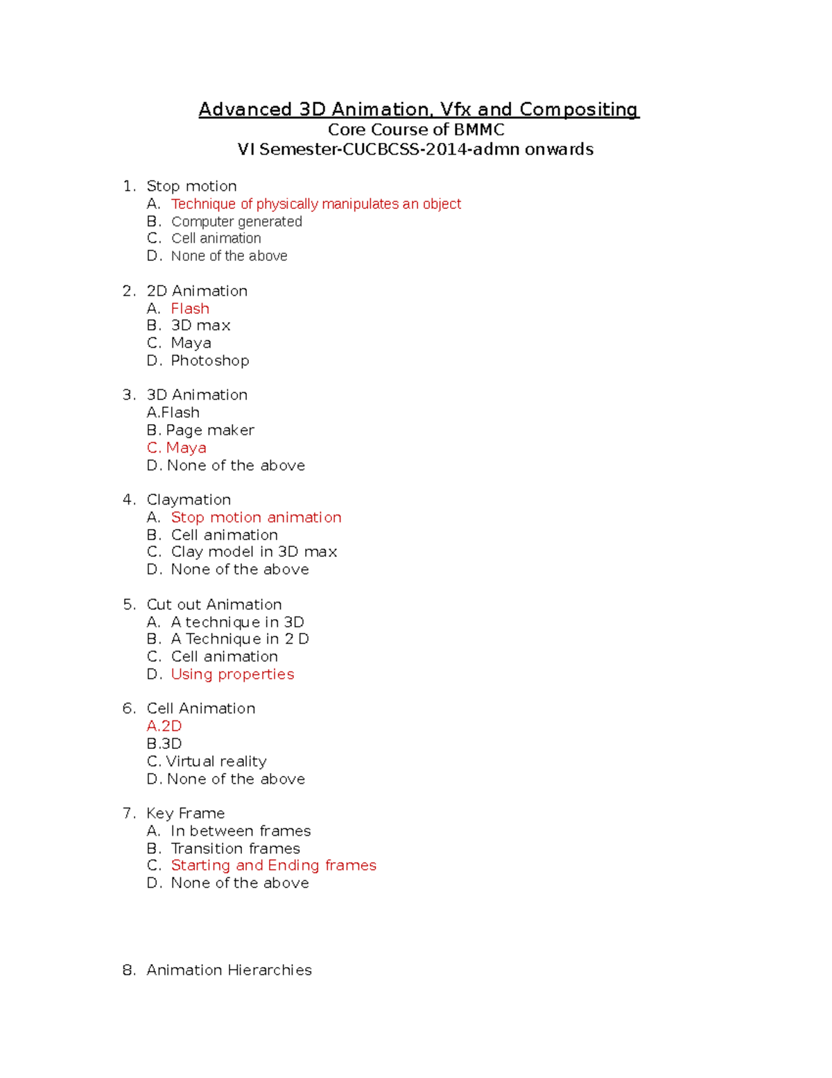 0 3d Objective type - good notes - Advanced 3D Animation, Vfx and ...