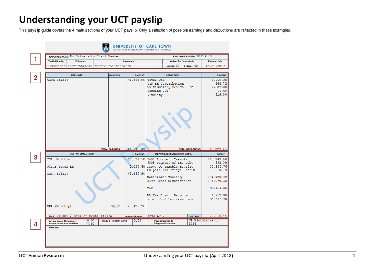 UCT payslipintroduction - Understanding your UCT payslip This payslip ...