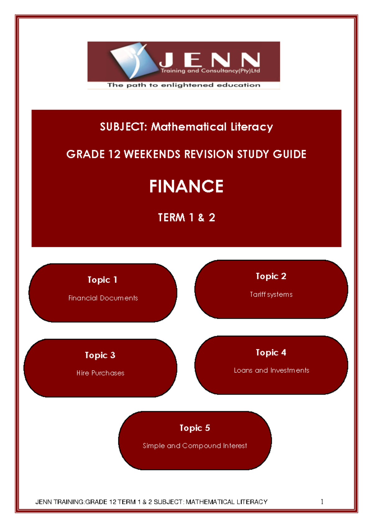 Term 1 Financial Documents and Tariffs (Repaired) - JENN TRAINING:GRADE ...