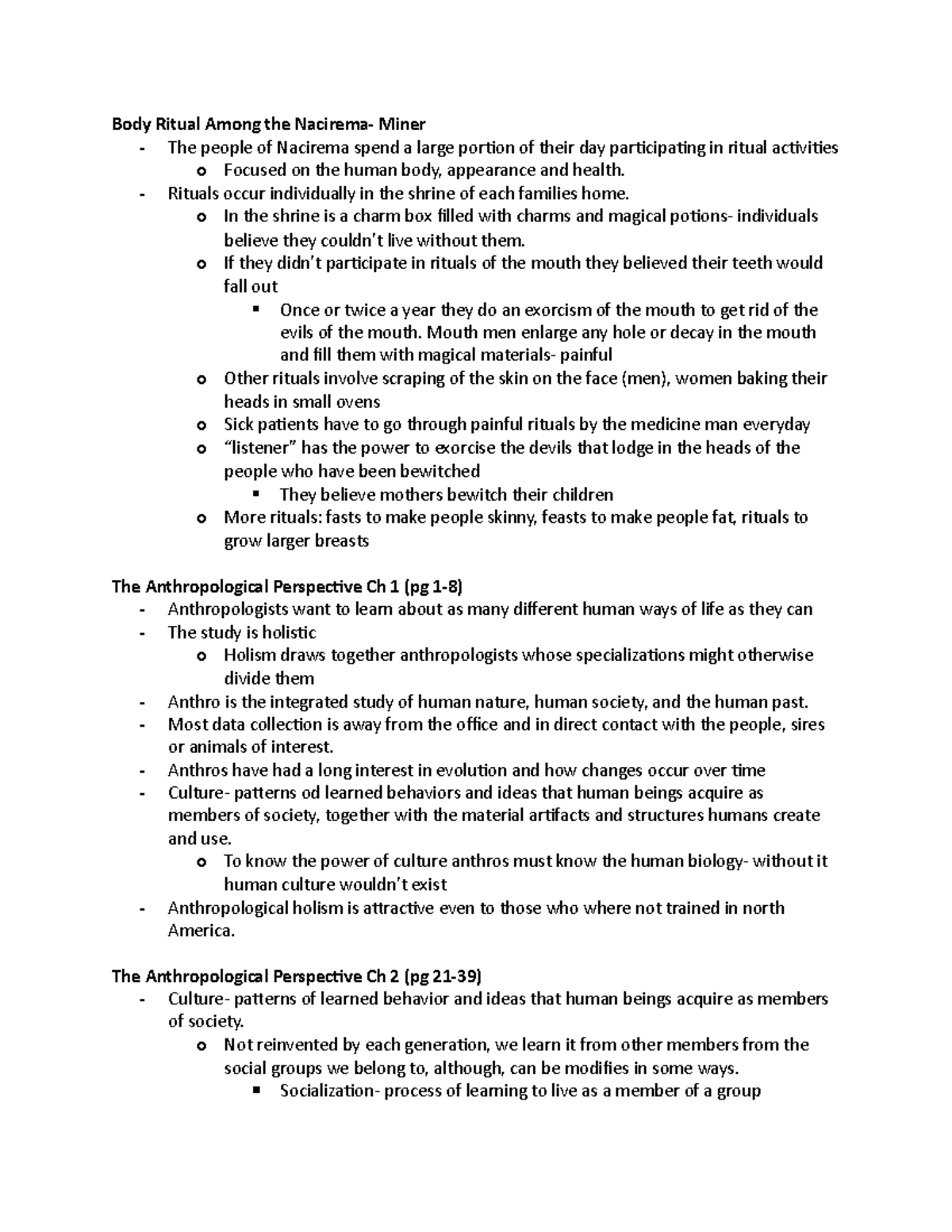 Anthro reading for 8:28 - Body Ritual Among the Nacirema- Miner - The ...