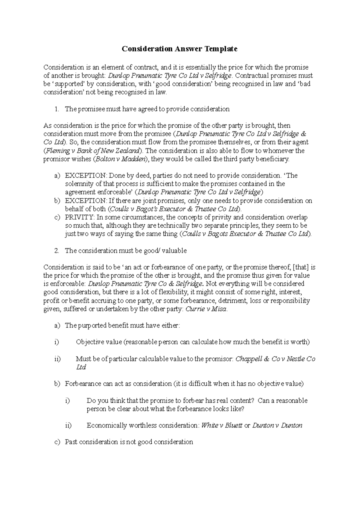 Consideration Answer template - Consideration Answer Template ...