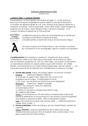 Examen Final Català - Professor: Enric Serra Casals - TEMA 1 ...