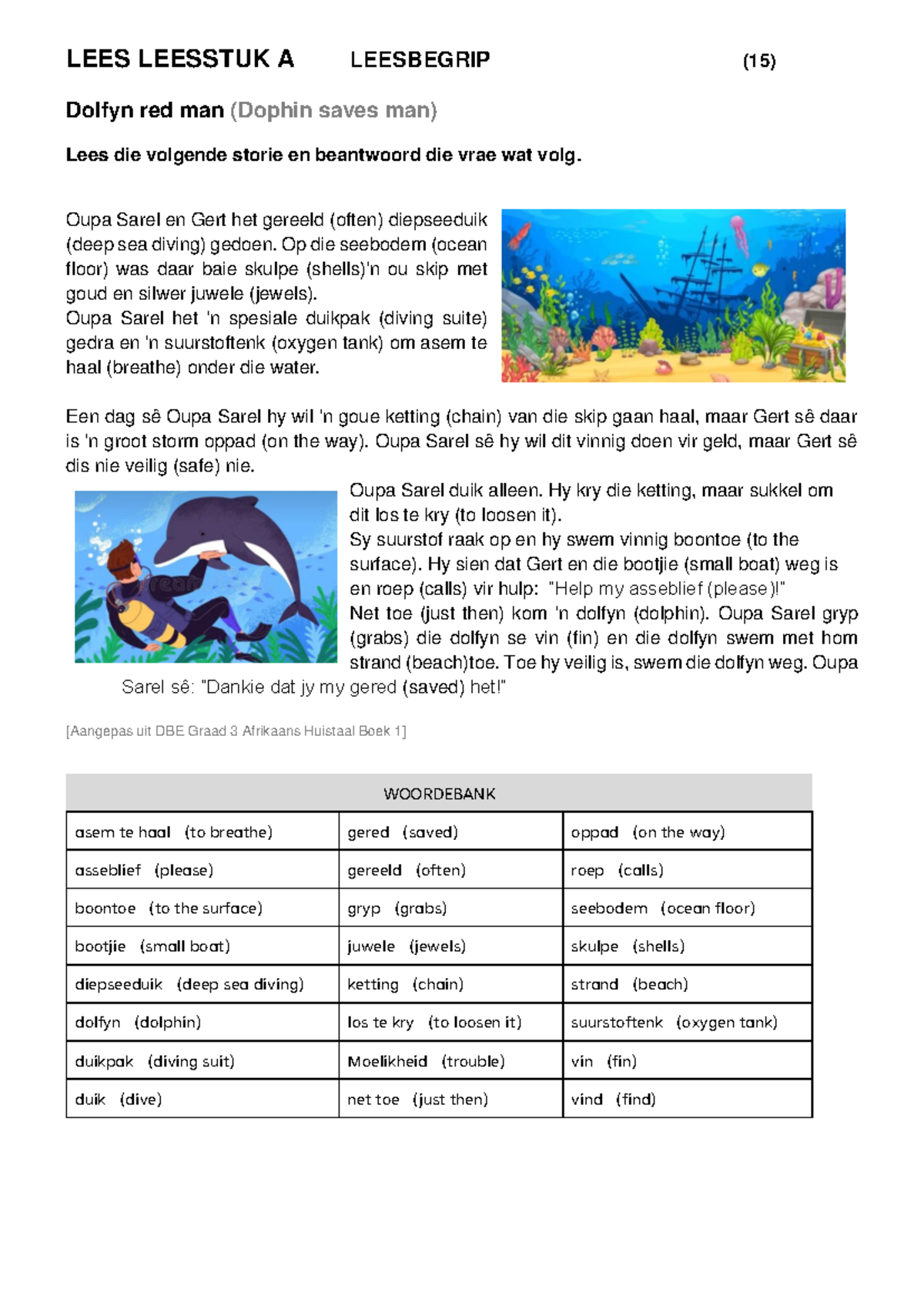 Lees leesstuk A - Reading Begrips - LEES LEESSTUK A LEESBEGRIP (15 ...