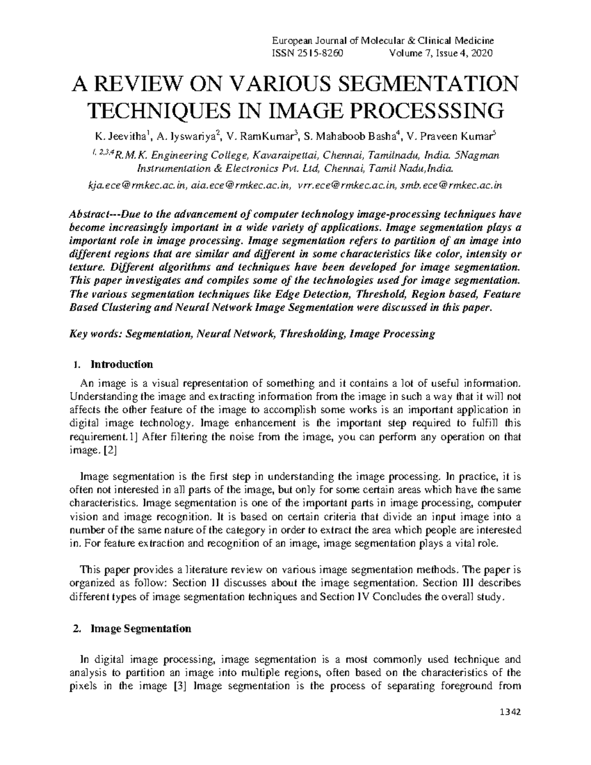 Image processing - ISSN 2515 - 8260 Volume 7 , Issue 4 , 202 0 A REVIEW ...