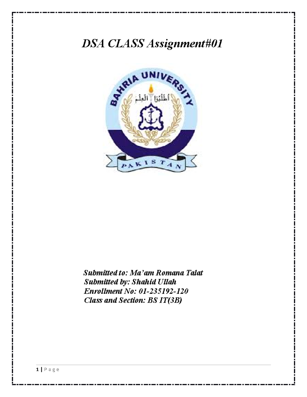 Assignment 1 dsa class - Database Management System - BU - Studocu