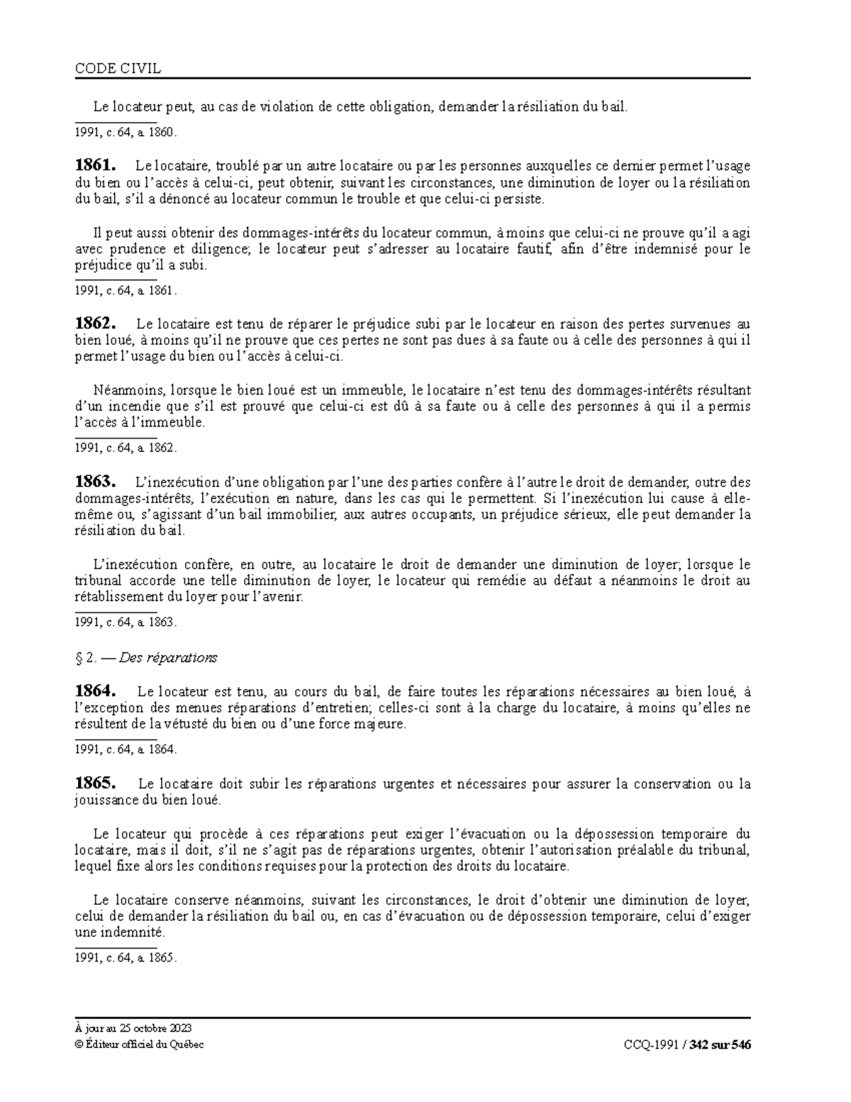 ccart labié 2017 - Le locateur peut, au cas de violation de cette ...