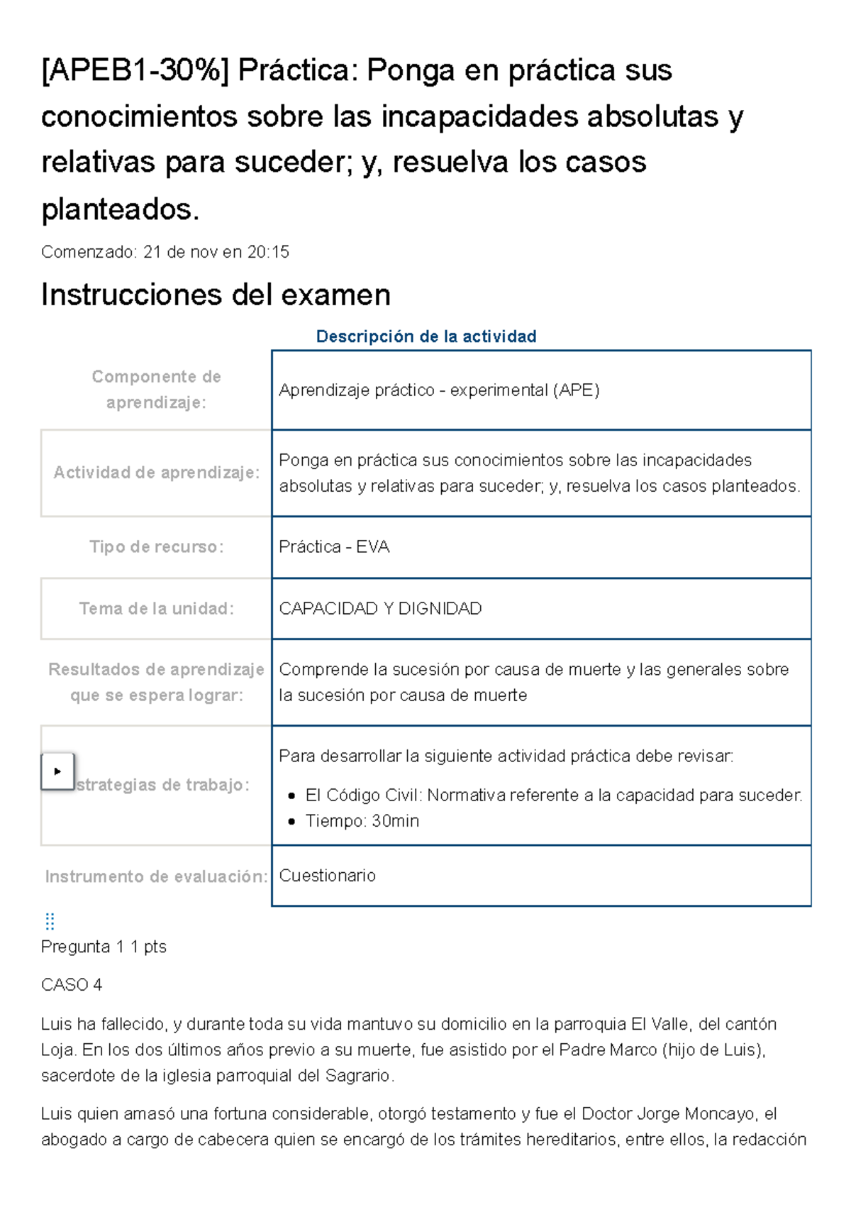 Examen [APEB 1-30%] Práctica Ponga en práctica sus conocimientos sobre ...