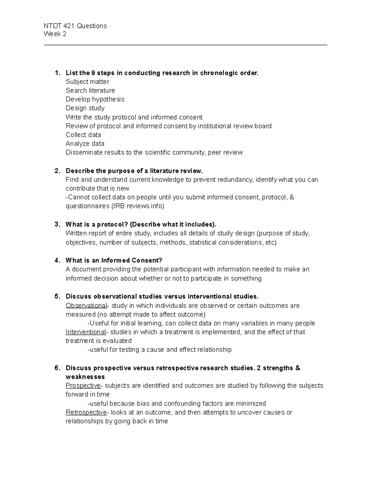 Questions.Week 2 - dr. t - NTDT 421 Questions Week 2 - Studocu