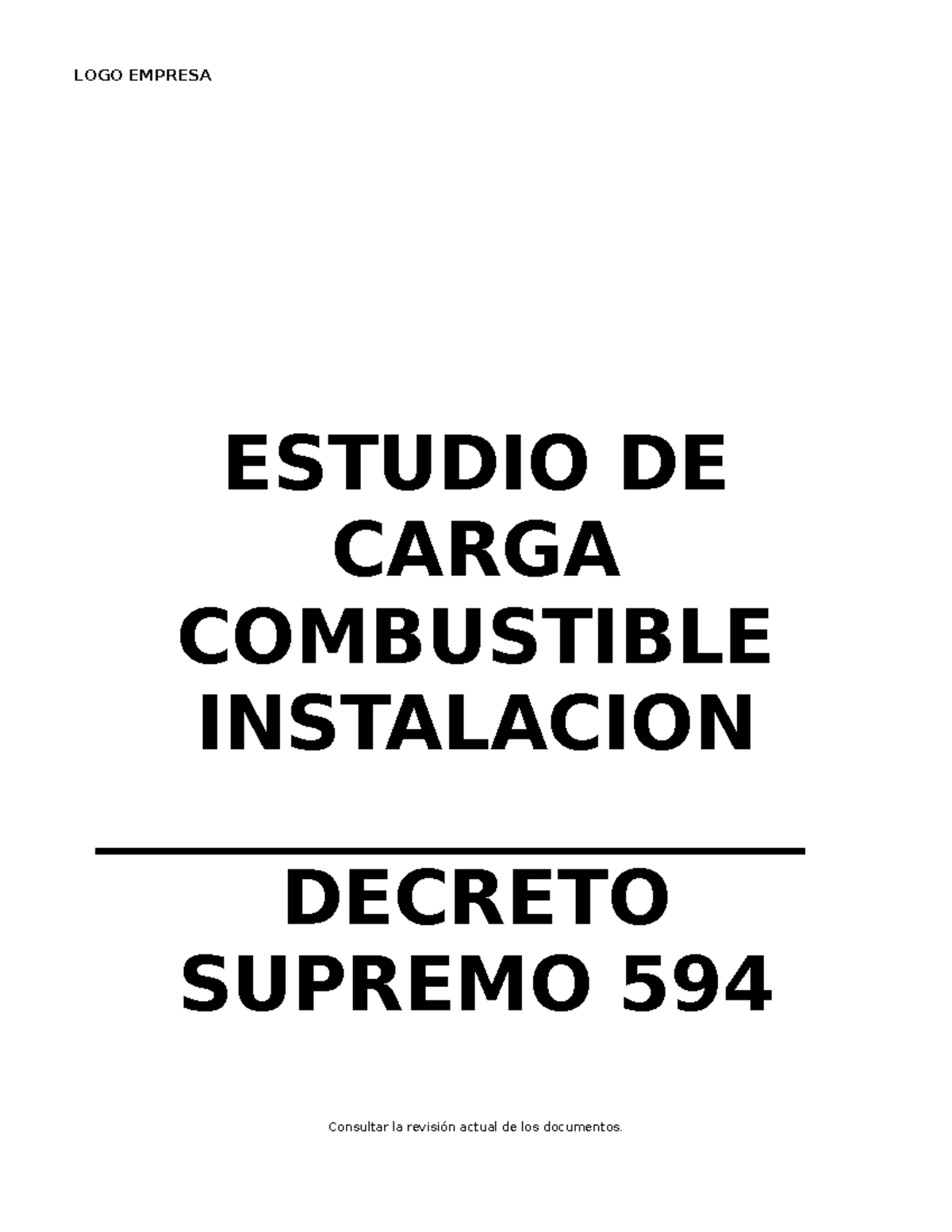 Ejemplo Estudio de Carga Combustible - LOGO EMPRESA ESTUDIO DE CARGA COMBUSTIBLE INSTALACION ...