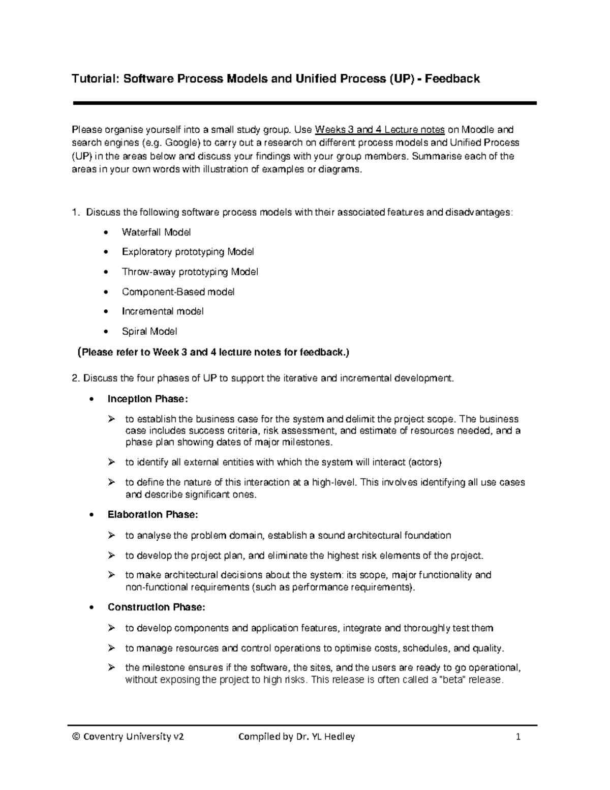 Tutorial UP - Feedback v2 - Tutorial: Software Process Models and ...