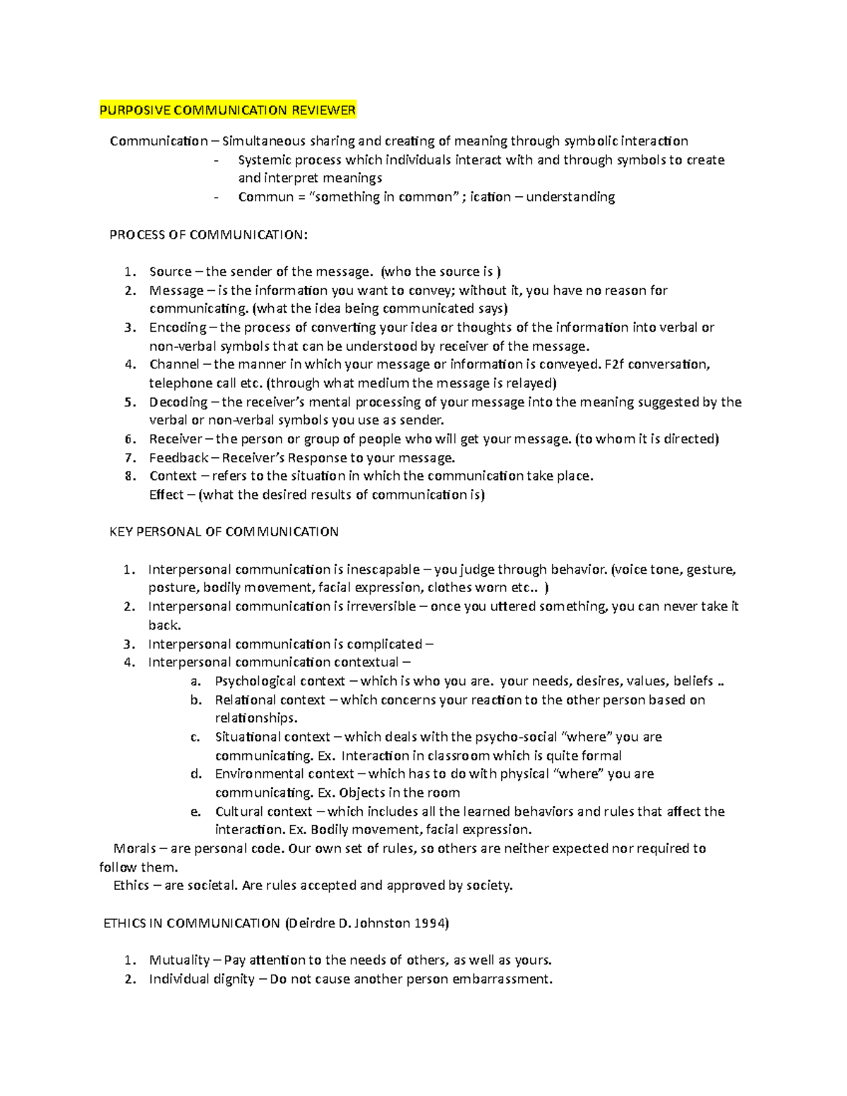 Purposive- Communication- Reviewer - PURPOSIVE COMMUNICATION REVIEWER Communication ...