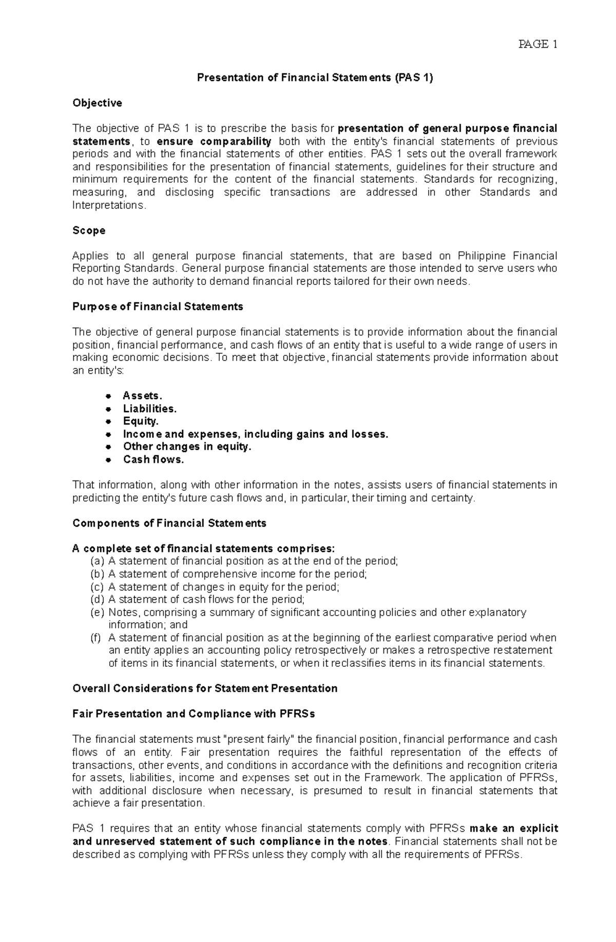 Presentation of FS - Presentation of Financial Statements (PAS 1 ...