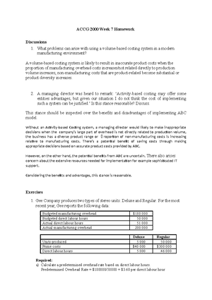 ACCG2000 Homework WEEK 7 - ACCG200 - MQ - Studocu