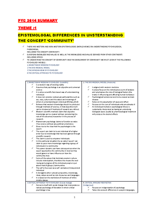 PYC2614 EXAM Papers - 2 PYC2614 May/June 2020 exam Question 1 The aim of the module "Community ...
