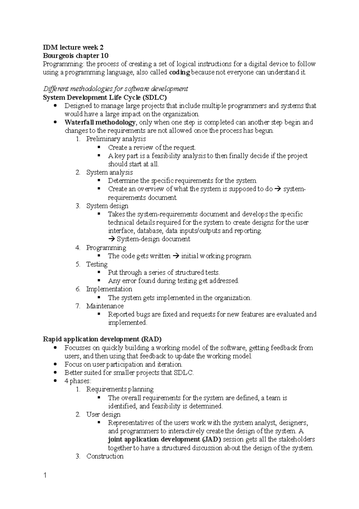 IDM lecture week 2 - aantekeningen week 2 - IDM lecture week 2 ...