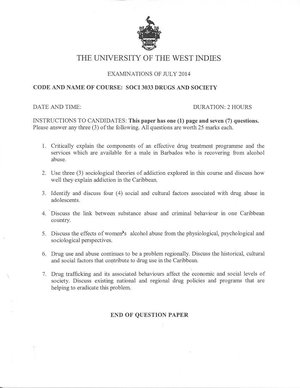 SOCI3035 – Caribbean Social Problems Tutorial Question - SOCI3035 ...