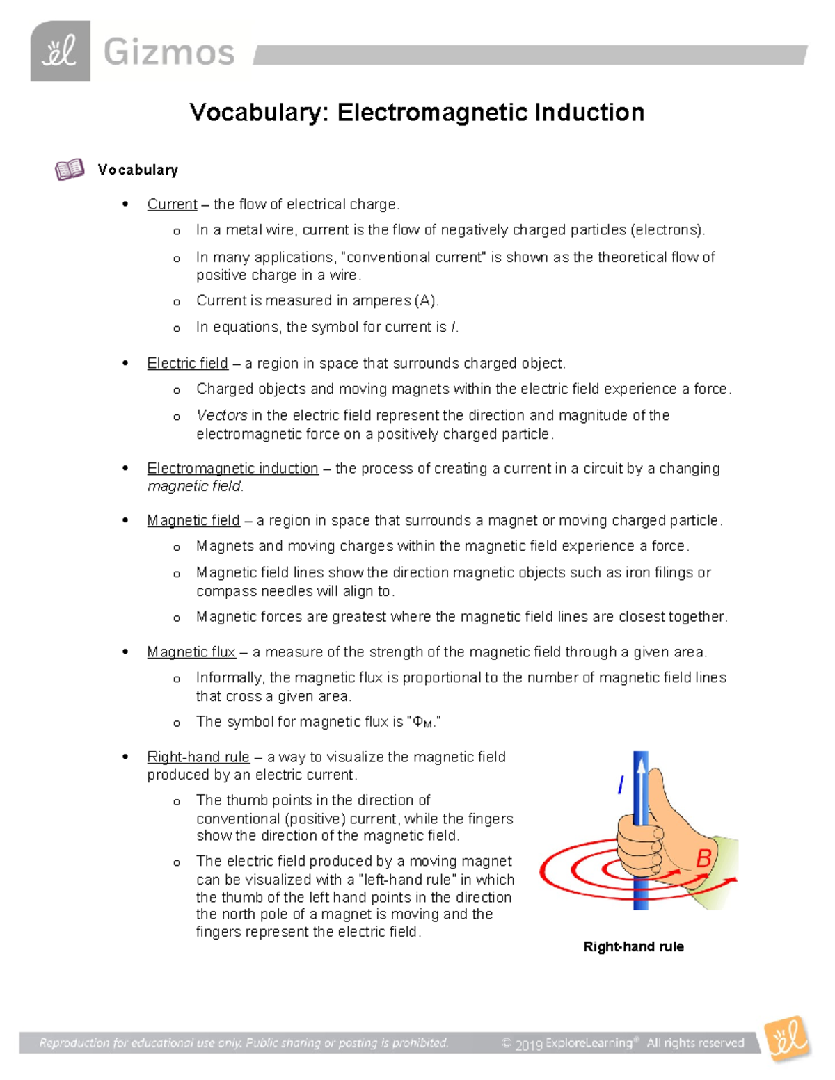 Electromagnetic Induction Vocab - 2019 Vocabulary: Electromagnetic ...