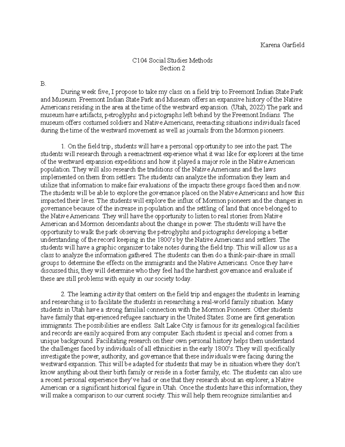 C104 Social Studies Karena Garfield Part 2 - Karena Garfield C104 ...