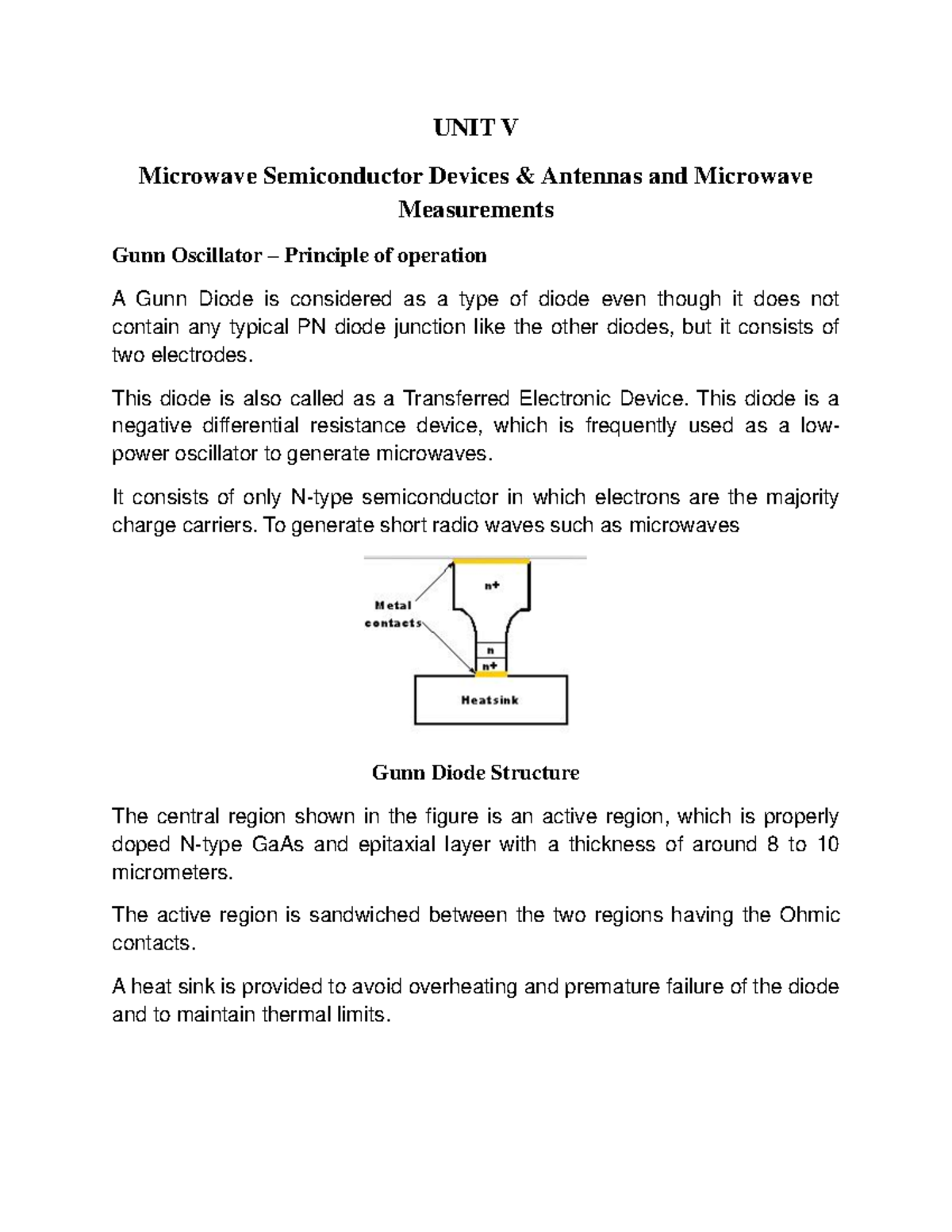 UNIT V - UNIT V Microwave Semiconductor Devices & Antennas and ...