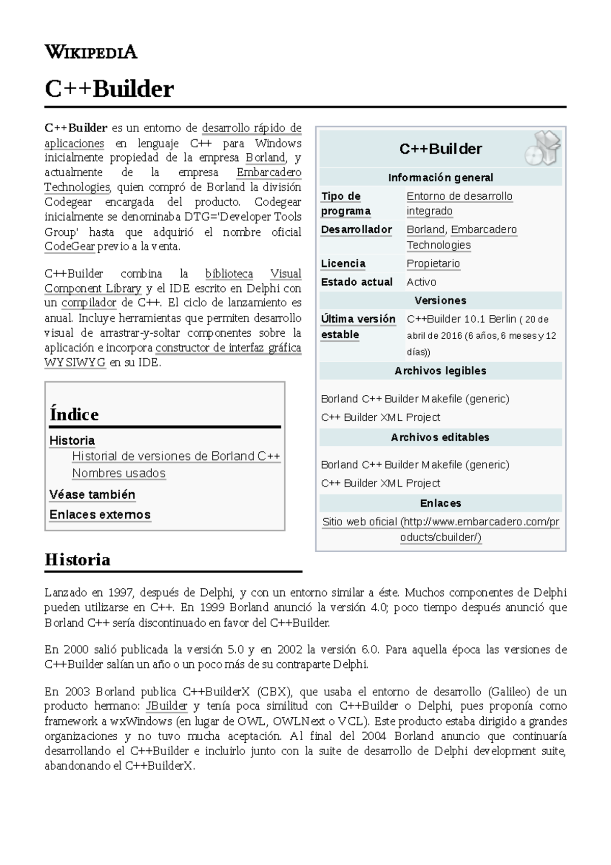 C++Builder - excelente - C++Builder Información general Tipo de ...