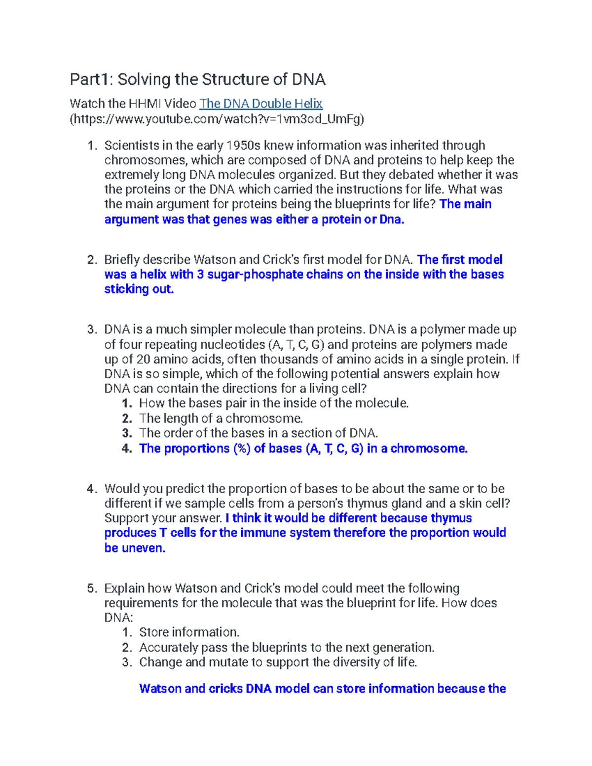 Copy of Activity - DNA Structure and Replication - Part1: Solving the ...
