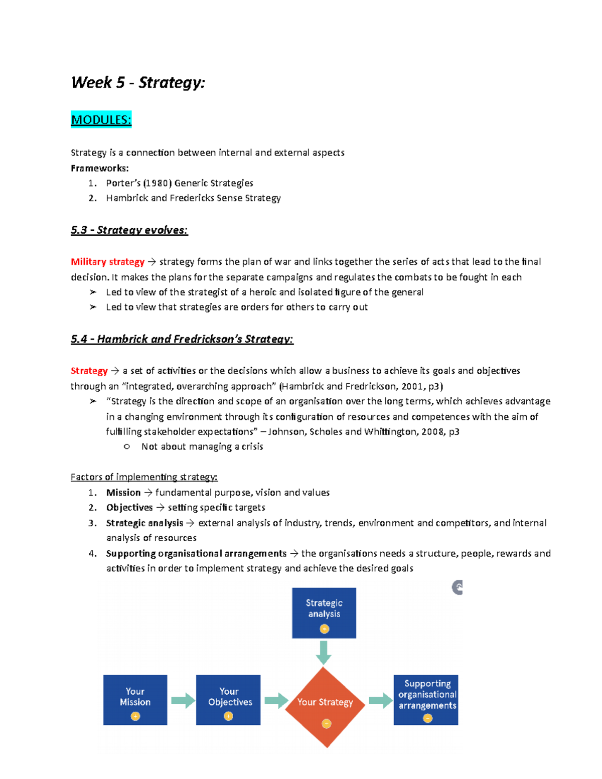 W5 - Strategy - notes - Week 5 - Strategy: MODULES: Strategy is a ...