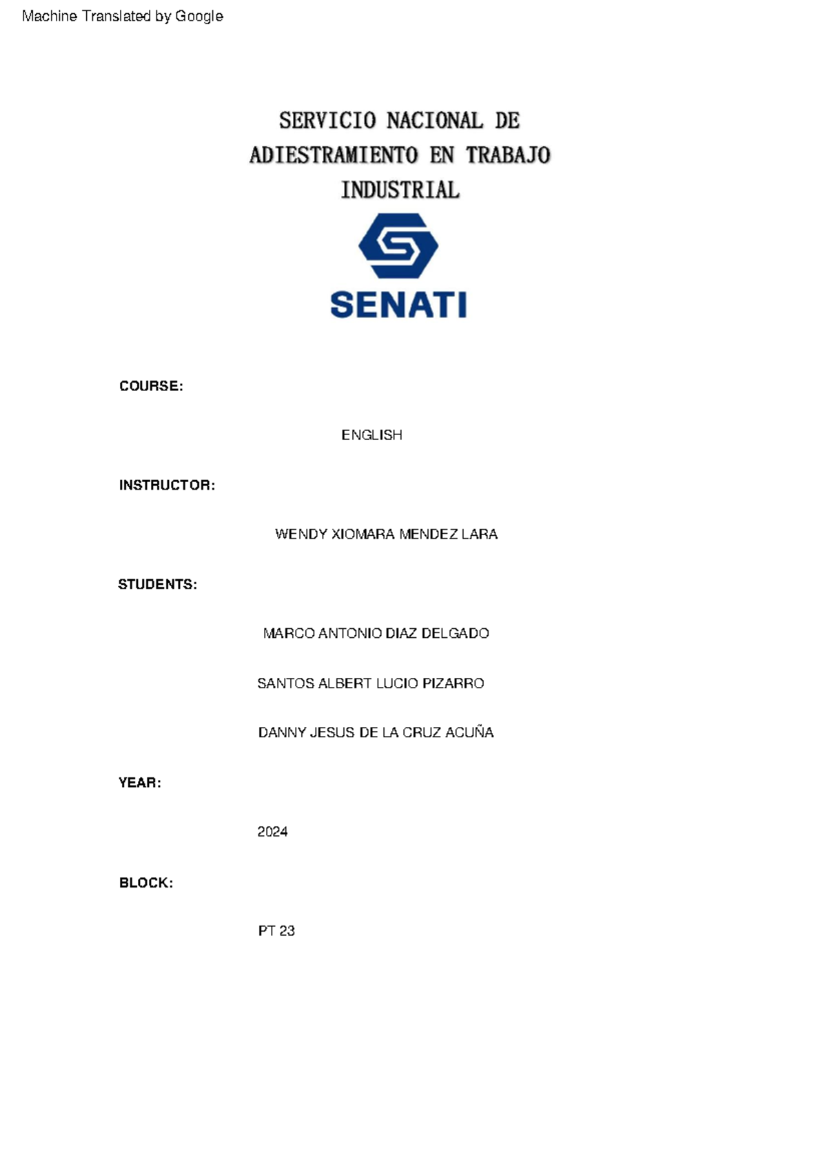 Ingles Final Informe traducido - SANTOS ALBERT LUCIO PIZARRO MARCO ...