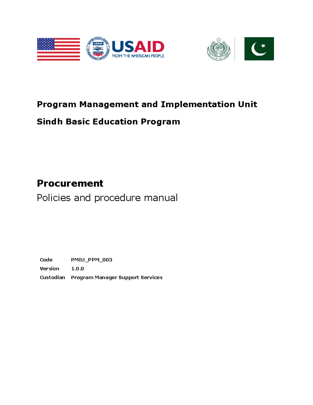 Usaid Procurement Manual - Program Management and Implementation Unit ...