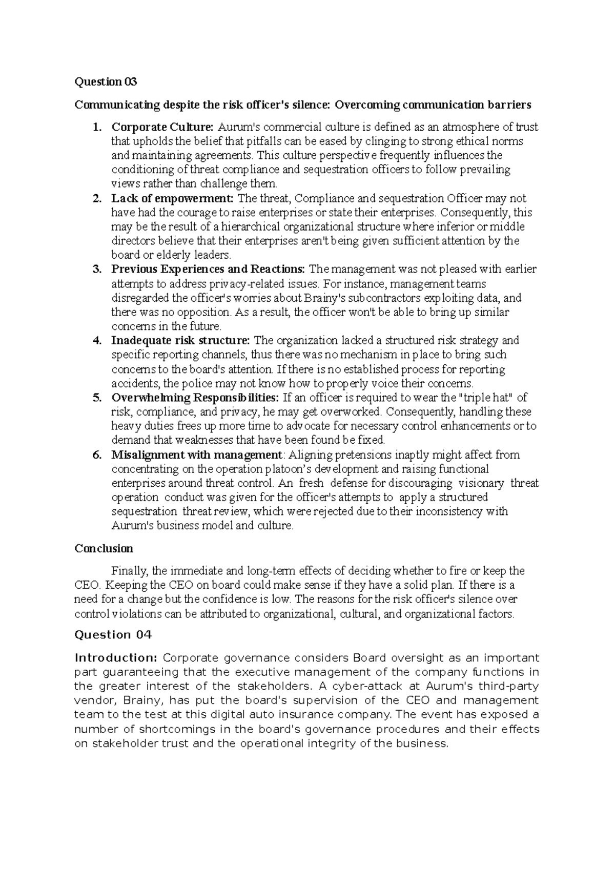 APM - Weekly reflection - Question 03 Communicating despite the risk ...